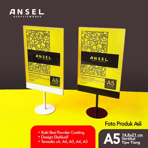 Promo ANSEL Tent Card Akrilik Besi/Tiang A5 Vertikal 14,8x21cm/ Acrylic ...