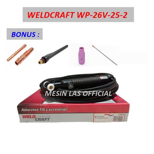 Jual WELDCRAFT - TIG TORCH WP17V-25-2 / WP26V-25-2 STANG ARGON ORIGINAL ...