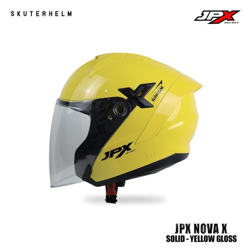 Promo Helm JPX Nova X Solid Yellow Lemon Glossy Double Visor Half Face ...
