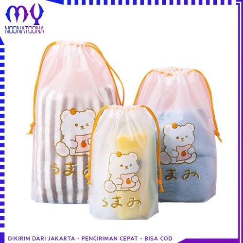 Jual Pouch Serut Karakter Kartun Tas Organizer Bag Travel Pouch - BEAR ...