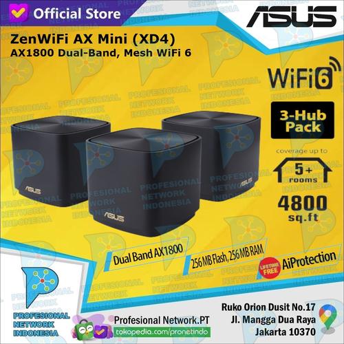 Promo ASUS ZenWiFi AX Mini XD4 AX1800 ( 3 Pack ) Zen WiFi 6 Mesh Router ...