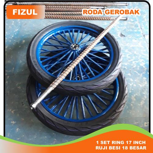 Jual RODA GEROBAK DORONG 1 Set Ring 17 inch Ruji Besi Besar - As Roda ...