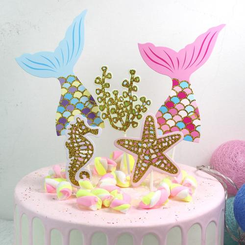 Promo TOPPER MERMAID GLITER /HIASAN KUE ULANG TAHUN EKOR IKAN DUYUNG ...