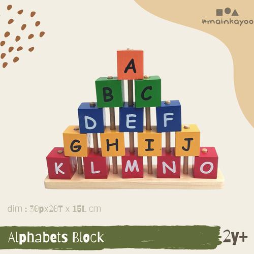 Jual Alphabets Block - Balok Susun Huruf edukasi montessori kayu # ...