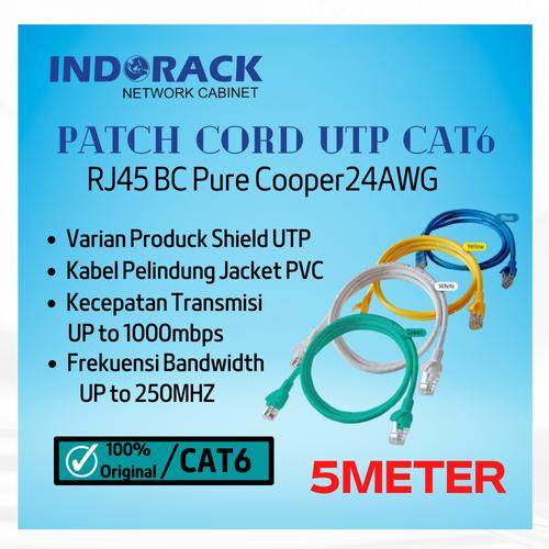 Jual KABEL LAN 5M PATCH CORD UTP 5Meter Lengkap RJ45 Cat6 - Putih - Putih - Kota Bandung ...