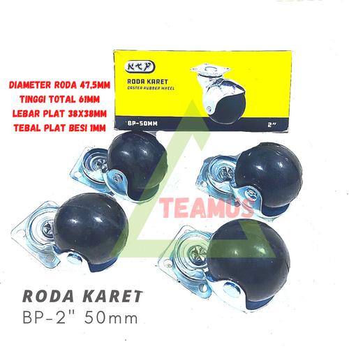 Jual Roda Karet Bulat 2 inci Roda Meja 2 inci Roda Caster 2" (1 set 4 ...