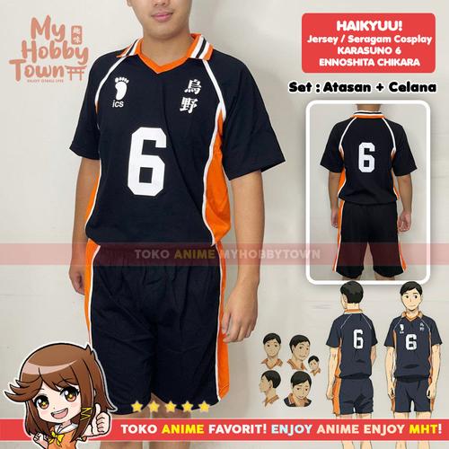 Jual Kostum Jersey Karasuno No. 6 Chikara Ennoshita Haikyuu Cosplay ...