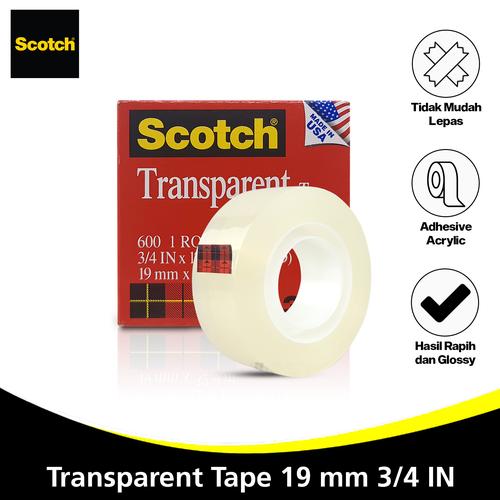 Jual 3M Scotch Isolasi Selotip 19 mm x 32,9 m Perekat 600 3M-SCOTCH-600 ...
