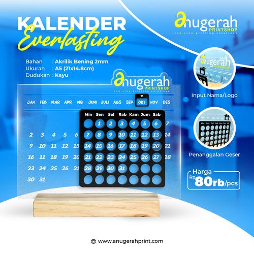 Jual Kalender Meja Akrilik Everlaseting / Kalender Abadi Stand Kayu ...