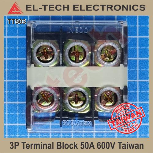Jual 3 3P 3Pin P Pin 50A 600V Terminal Block Blok + Cover Taiwan Ada ...
