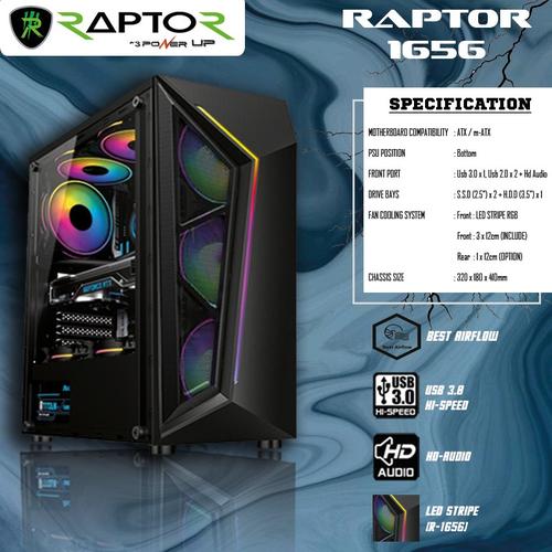 Jual Casing Gaming Power Up Raptor 1656 With Led Strip RGB + 3 FAN RGB ...