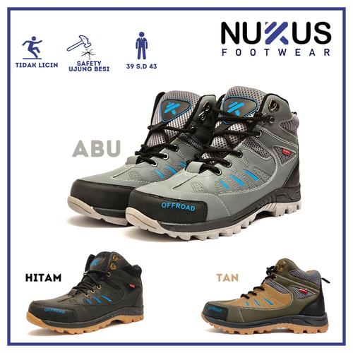 Promo Sepatu Safety High Boots Pria Sepatu Ujung Besi Hitam Tan Army ...