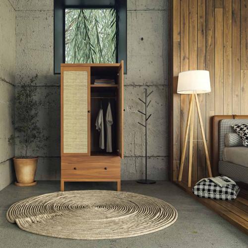Promo Jenggala Teak & Rattan Wardrobe Cabinet / Lemari Pakaian Kayu ...
