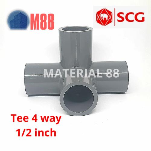Jual Tee 4 Way 1/2 inch AW SCG Te 0.5 Elbow 90 T Cabang 4 Tee ...