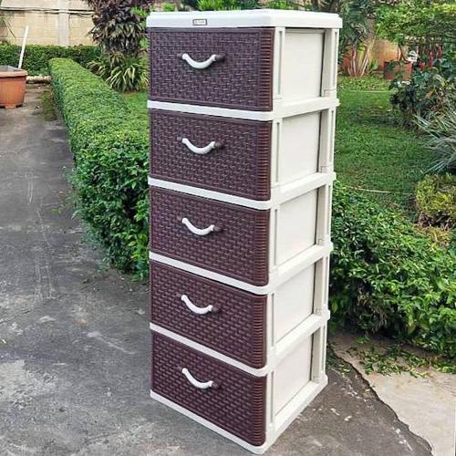 Jual Rak Plastik/ Lemari Plastik / Lemari Baju Motif Rotan Susun 5 ...