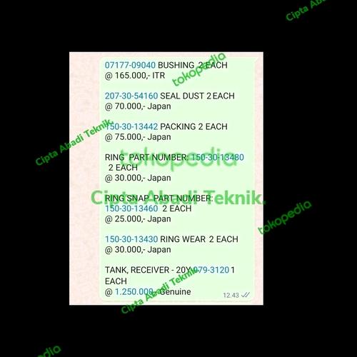 Jual Paket Spare Part Seal Kit Bagian Track Adjuster Komatsu D85ESS-2 ...