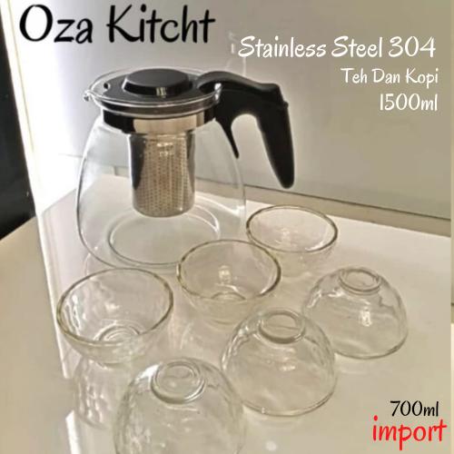 Promo Teko Teh Kaca 700ML + 6 Gelas Kaca - kecil - Jakarta Barat - Oza ...