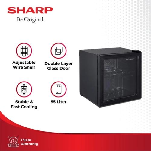 Jual Showcase Sharp SCH-50X-FS | Mini bar display kaca SCH50X hitam ...