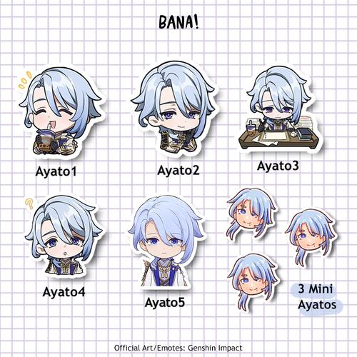 Jual Sticker AYATO Genshin Impact satu paket (5pcs + bonus) [BANA ...