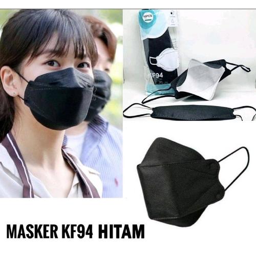 Jual MASKER KF94 HITAM IMPORT ISI 10 pcs masker 3ply masker disposible ...