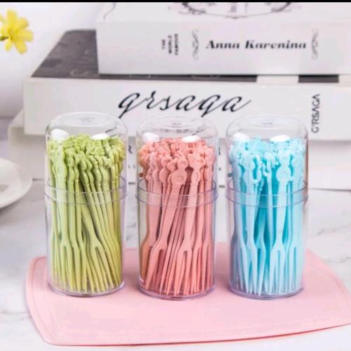 Jual Garpu Mini Plastik Kartun Lucu Garpu Tusuk Kue Cake Puding Buah ...