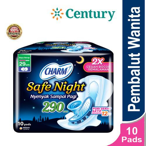Jual Charm Safe Night 29 Cm Wing Isi 10 Pads / Pembalut Wanita ...