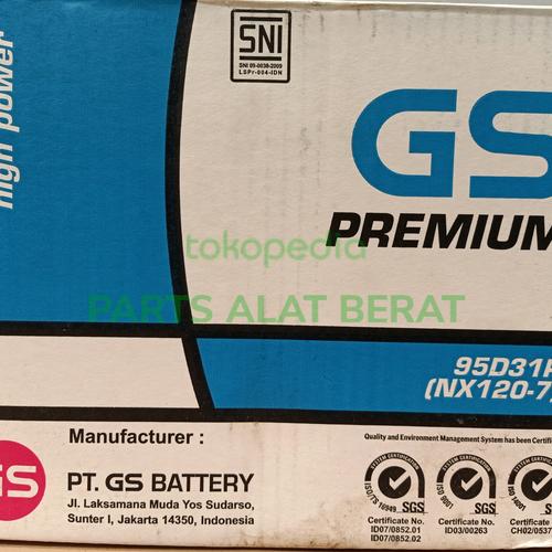 Jual BATTERY GS PREMIUM 95D31R / NX120-7 WET 12V 80Ah - Kota Bekasi ...