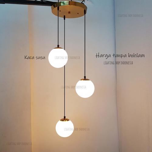 Jual Lampu gantung void gold 3in1 kaca bulat minimalis modern kop bulat ...