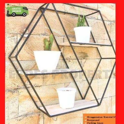 Jual Rak Dinding Besi Dekorasi Dinding Minimalis Vintage Hexagon ...