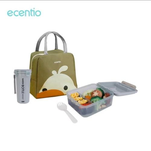 Jual Ecentio Kotak Makan / Lunch Box 1000ml 2 Grid + Botol 500ml + Tas ...
