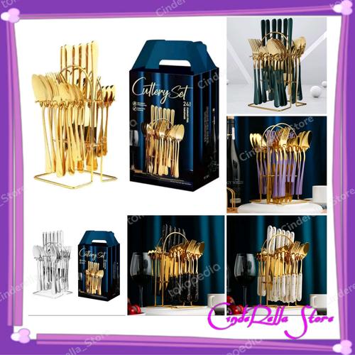 Jual Sendok Sultan Set Gold Marble Keramik Dengan Rak Mewah Hampers ...