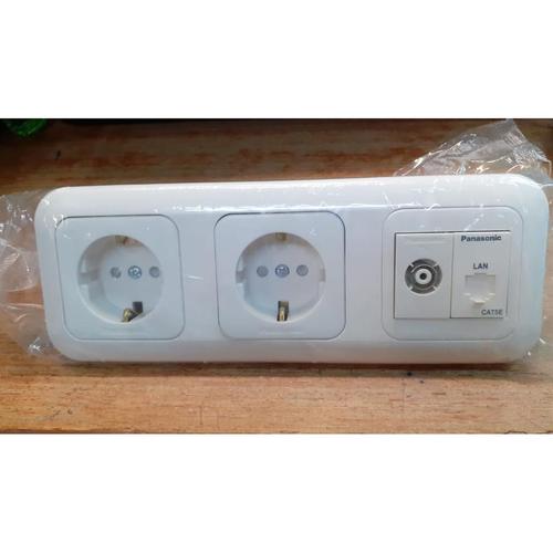 Jual Panasonic Wide Series ( 3Gang ) Stopkontak + Stopkontak + TV + LAN ...
