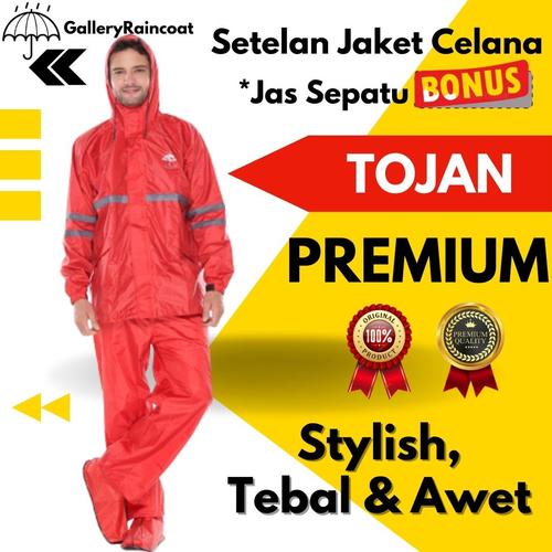 Jual Jas hujan PREMIUM tojan LENGKAP JAS SEPATU - Merah, L - Kota ...