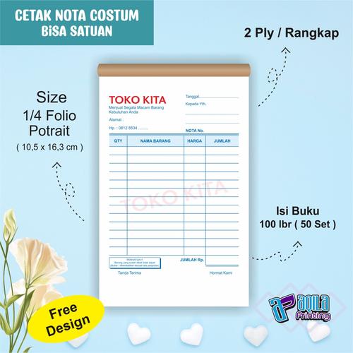 Jual NOTA BON CUSTOM 2 PLY 1/4 FOLIO - Potrait - Kab. Karawang ...