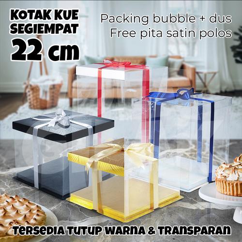 Jual Cake Box Kotak Transparan Mika Bening Putih/Hitam/Pink/Biru/Merah ...