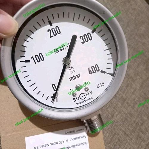 Jual pressure gauge SUCHY 400 mbar size 4 inchi full stainless ...