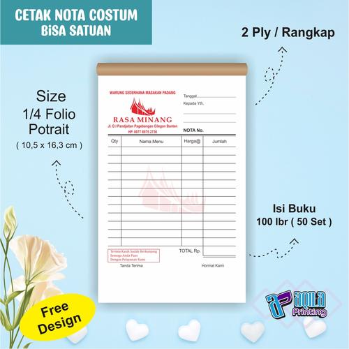 Jual NOTA BON CUSTOM 2 PLY 1/4 FOLIO - Potrait - Kab. Karawang - Aqila ...