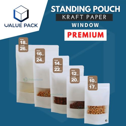 Jual STANDING POUCH KRAFT WINDOW PUTIH MURAH|KEMASAN SNACK TERMURAH ...