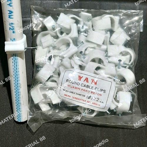 Jual Klem Kabel 22 mm + paku (bisa untuk Pipa 1/2 inch) Klem Pipa ...