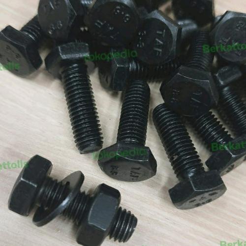 Jual baut mur baja 8.8 HTB m8x40 baut 12 kunci 13 m8 x 40 baut hitam ...