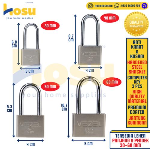 Promo Gembok Leher Panjang Pendek 30 40 50 60 mm Stainless Computer Key ...