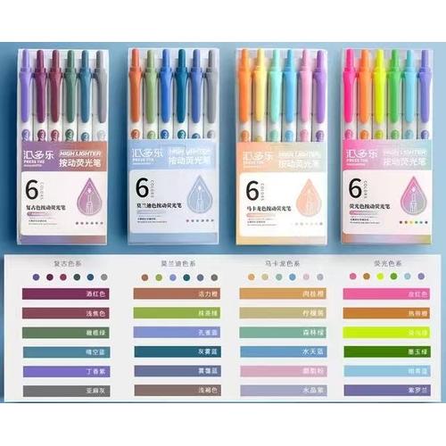 Jual RETRACTABLE Highlighter Set / Penanda Warna set 6 - morandi - Kab ...