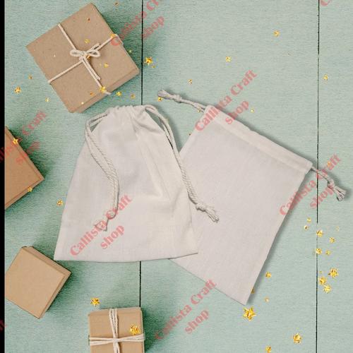 Jual Pouch blacu polos/Pouch blacu serut/ Kantong serut - 8x10 cm ...