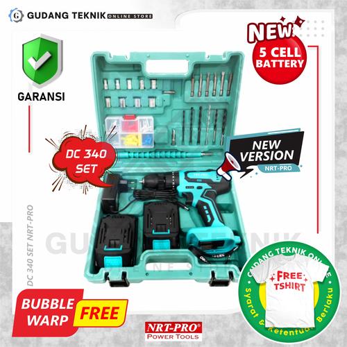 Jual Bor Cordless NRT PRO DC 340 SET 20V / Mesin Bor Baterai NRT PRO ...