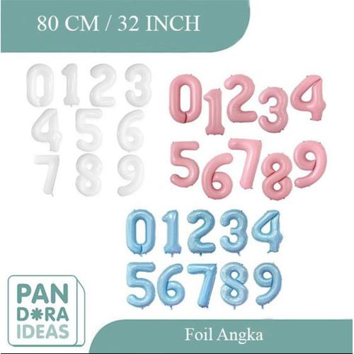 Jual Balon Foil Angka Besar 80 cm White- Baby Blue- Baby Pink - White ...