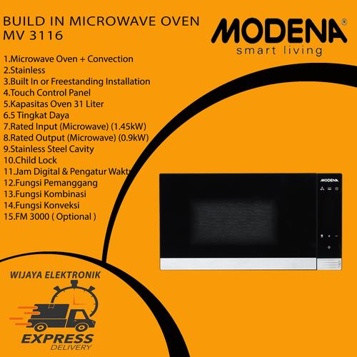 Promo BUILT IN MICROWAVE OVEN MODENA MV3116 STAINLESS Cicil 0% 3x ...