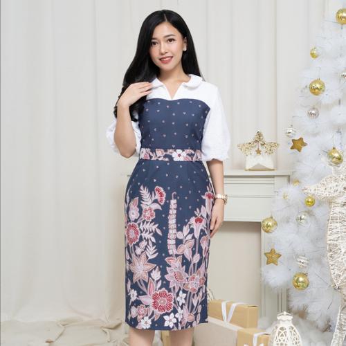 Jual Batik Kultur Dress - PVBM - Flower Vines Nitik Pattern in Yale ...