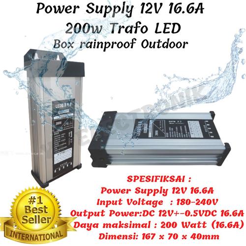 Jual BOX RAINPROOF Outdoor Power Supply 12V-200W 16.6V trafo LED ...