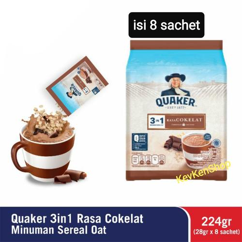 Jual QUAKER Oat Cereal 3in1 BPOM 3 in 1 Sereal Instant Cokelat per ...