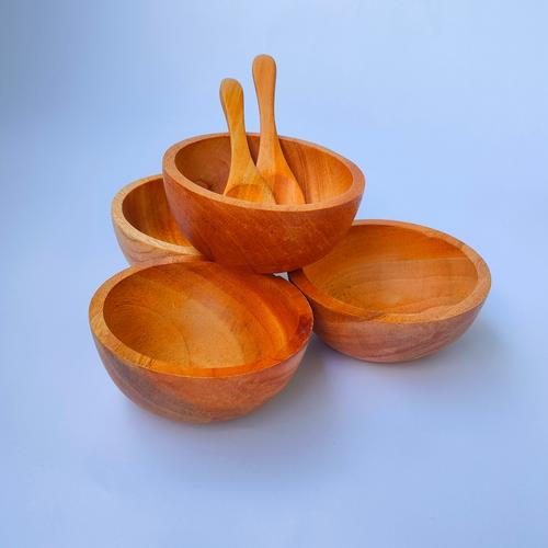 Jual Mangkok masker kayu mahoni,mangkok sambal kayu set - sendok masker ...